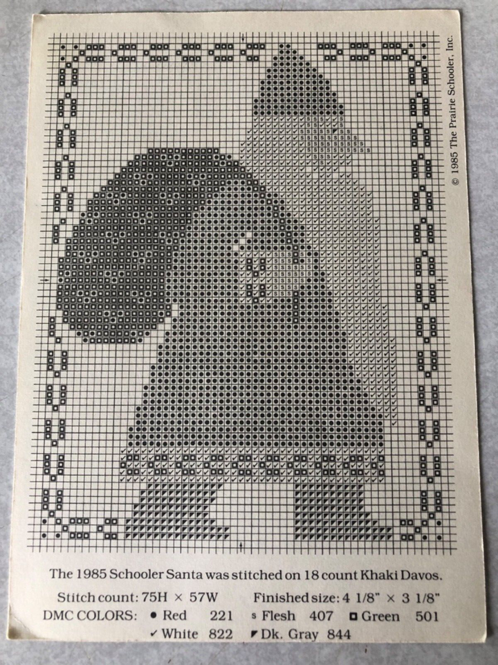 Lot of 7 The Prairie Schooler SANTA Cards 1984-91 Cross-stitch Charts ...