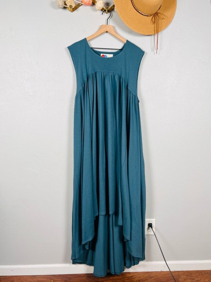 Free People Beach Madelyn Midi Dress Mediterranean Teal NWT Large ...