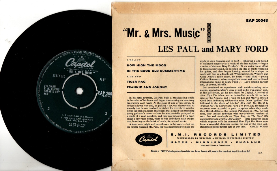 Les Paul and Mary Ford:EP-Mr & Mrs Music- 4 Tracks:UK Capitol:1960 ...