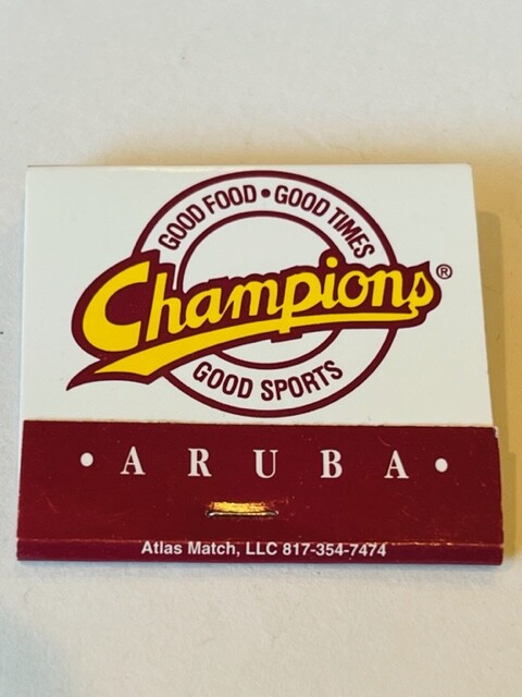 Match Holder Box matchbook vtg box advertising Champions Aruba Football ...