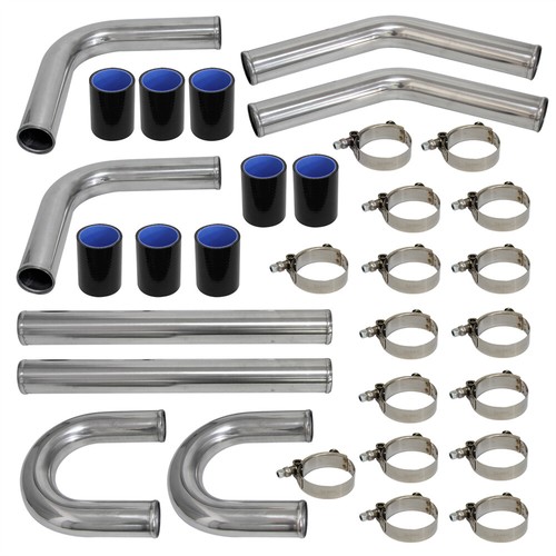 Universal Intercooler Pipe Kit 2.0" 51MM 8 PCS Piping + Silicone Hose T ...