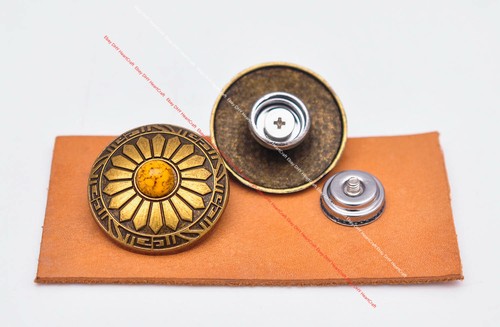 10X Brass Sun Flower Leathercraft Turquoise Concho Snap Button ...