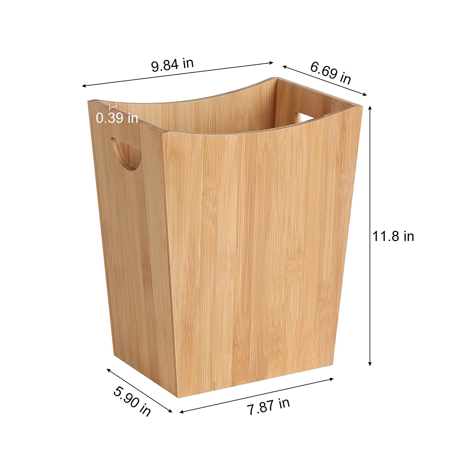 Bamboo Trash Can Wastebasket 2 Gallon Small Garbage Waste Basket ...