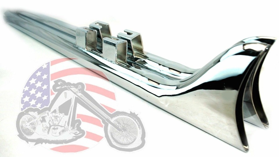 Chrome 36" Fishtail Drag Pipe Slip On Mufflers Exhaust 95-2016 Harley ...