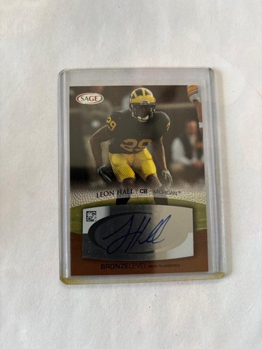 2007 Sage Leon Hall BRONZE Rookie RC Auto Autograph Michigan Wolverines ...