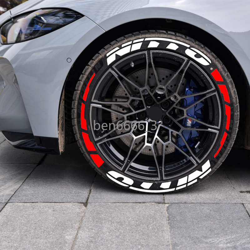 Permanent Tire Letters Sticker NITTO + Red Stripes 1.06'' 14''-22'' 8 ...