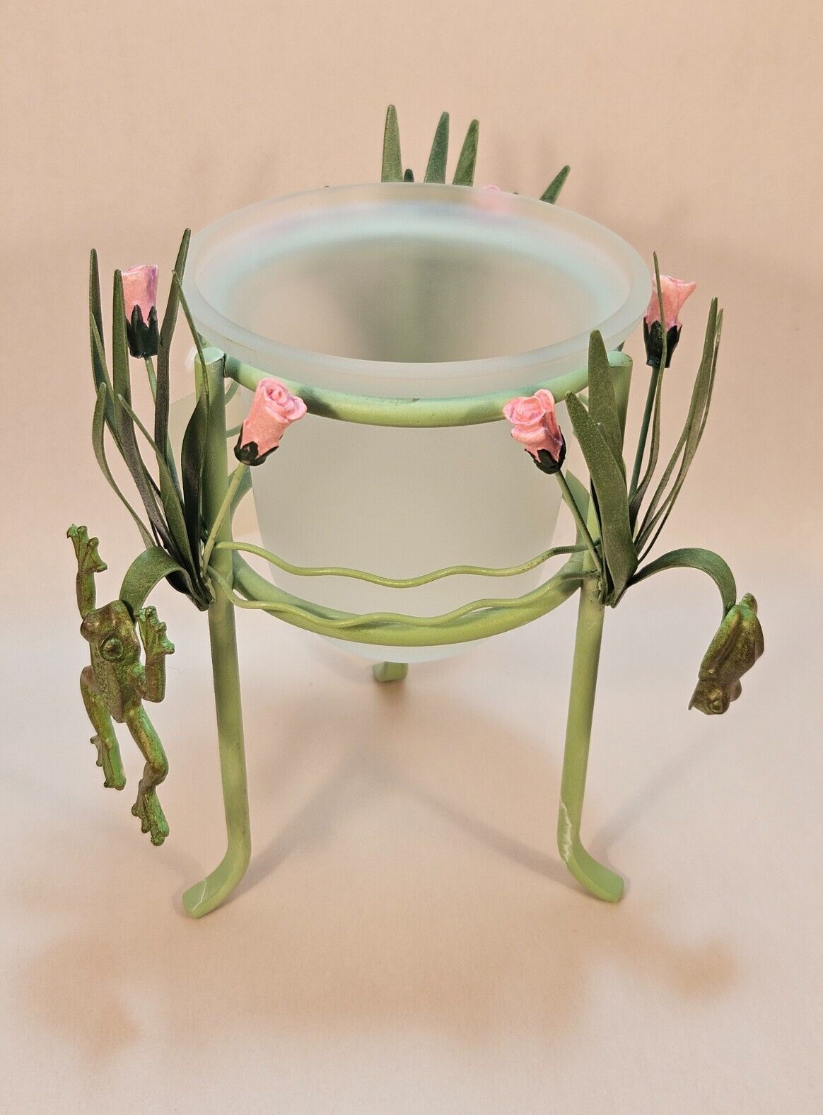 NWB Simson Giftware Metal Tulips Candle Holder with Frosted Glass Cup 7 ...