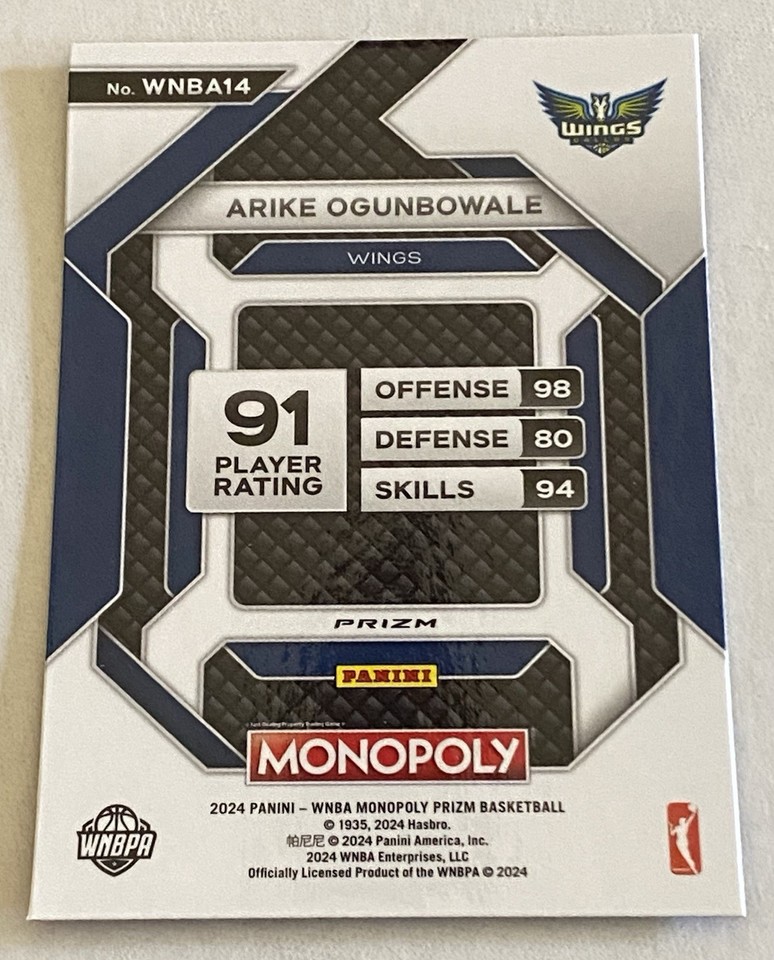 Arike Ogunbowale 2024 Panini - WNBA Monopoly WNBA Red Icon Prizm # ...