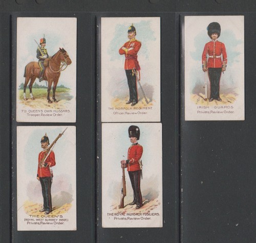 CIGARETTE CARDS BAT 1908 Types of British Army - 5 un-numbered cards ...