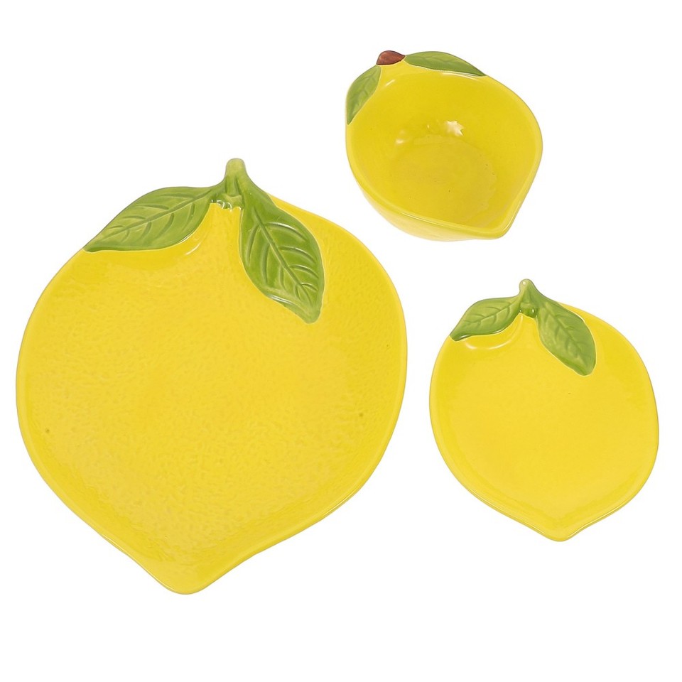 3 Pcs Lemon Dinnerware Set Cute Plate Ceramic Shape Appetizer Plates ...