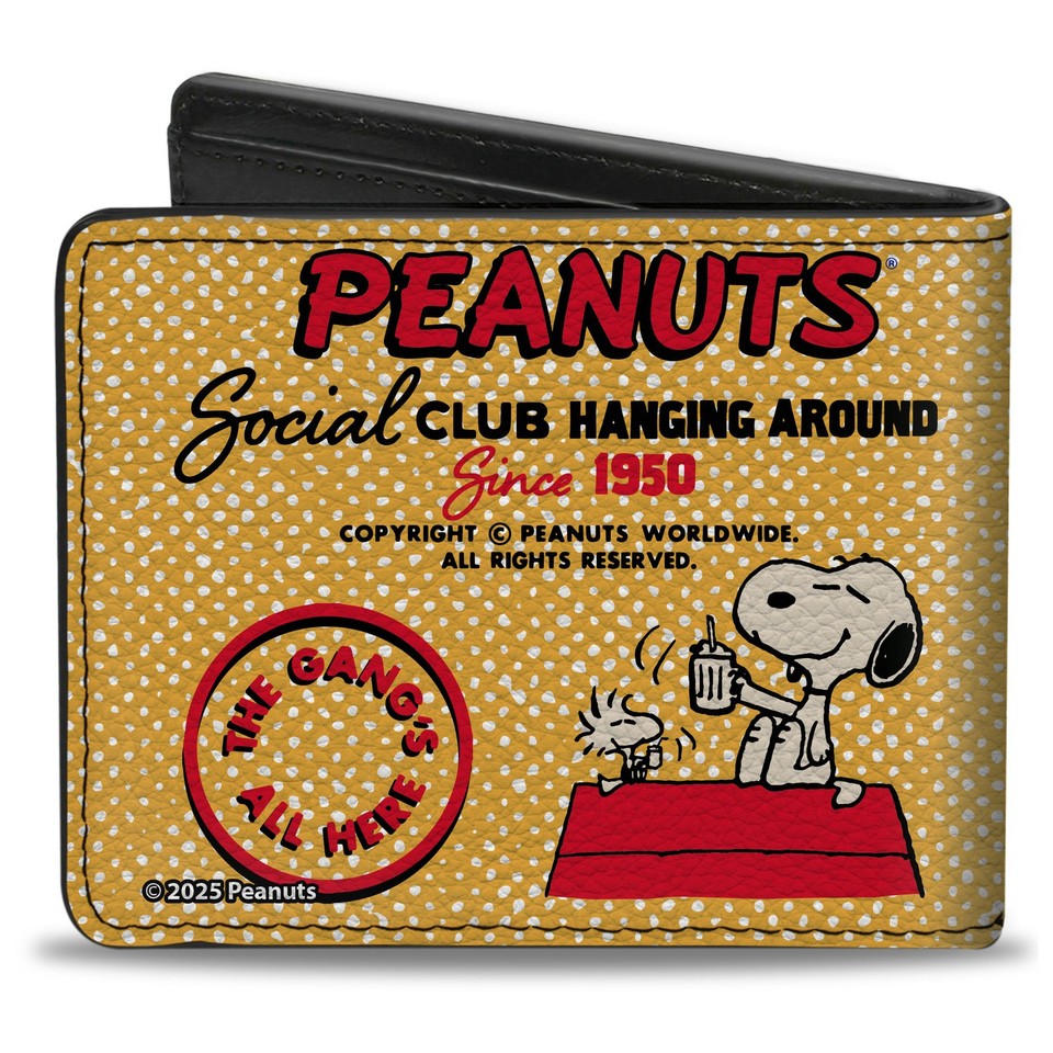 Bi-Fold Wallet PEANUTS SOCIAL CLUB PEACE & LOVE Scenes Yellow/Red | eBay