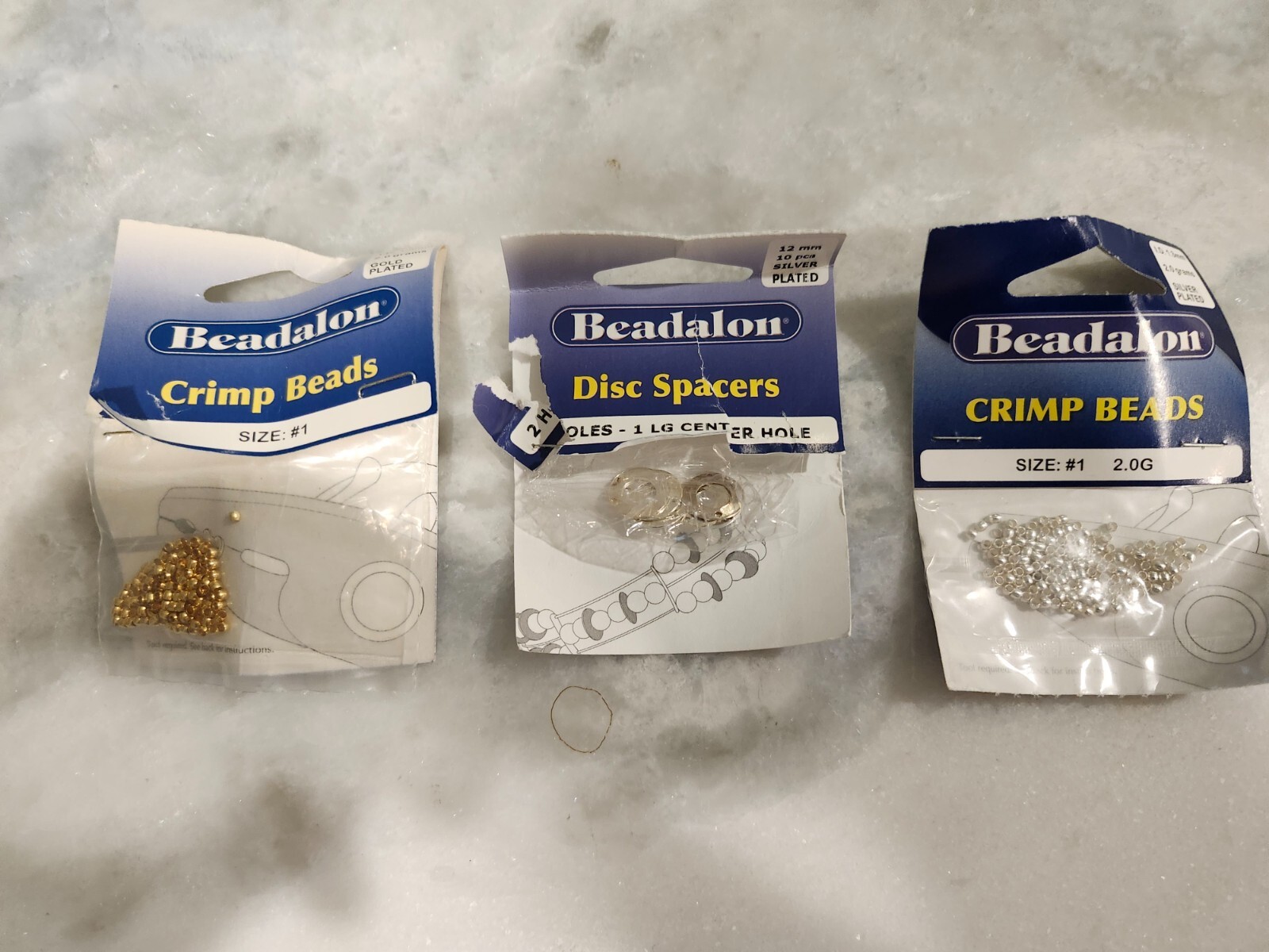 Beadalon Silver and Gold Plated Crimp Beads and Disc Spacers Variety ...