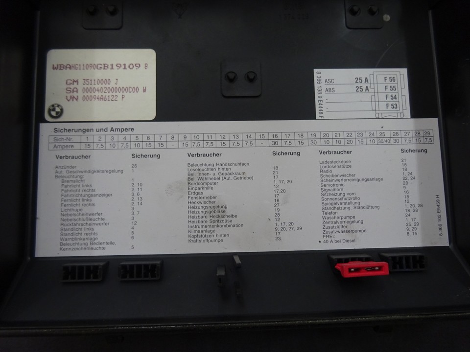 Cover Fuse Box BMW 5 Series E34 Cover Fuse Box 1374029 | eBay