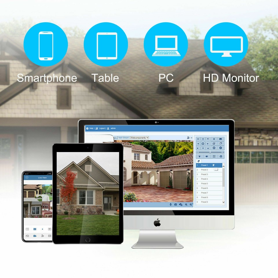 XVIM 1080P Security Camera System 8CH DVR Home Security CCTV System ...