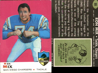 Ron Mix 1969 Topps #99 Card San Diego Chargers FREE SHIP *AutographDen ...