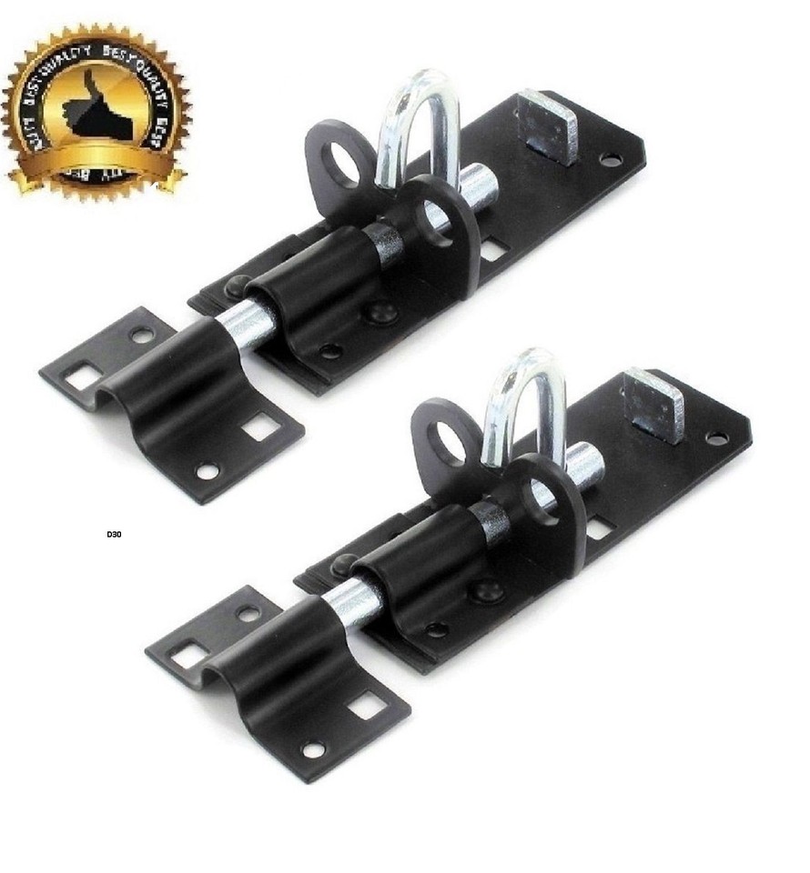 2 x BRENTON PAD BOLT Gate LOCK Slide Bolt Shed Door BOLT Black, Zinc 4 ...