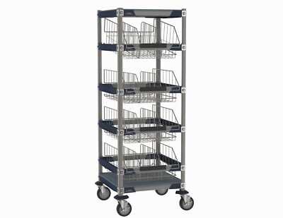 MetroMax MXIV2 IV Storage Cart with Sloped Basket & Top Shelf, 24"x24 ...