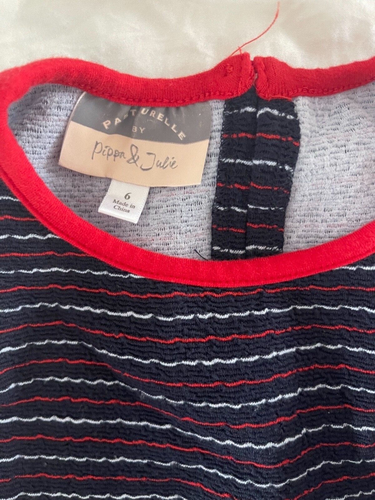 Beautiful Pippa & Julie Red White Wavy Striped Navy Blue Tulle Skirt ...