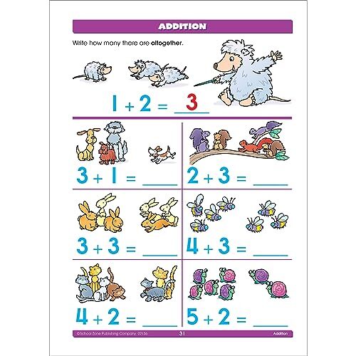 School Zone - Kindergarten Basics Workbook - 32 Pages, Ages 5 to 6 ...