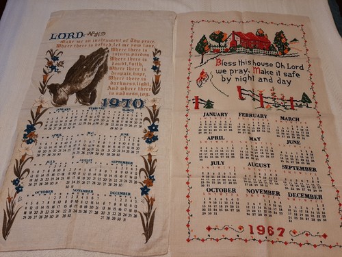 2 Calendars 1970 And 1967 On Cloth vintage | eBay