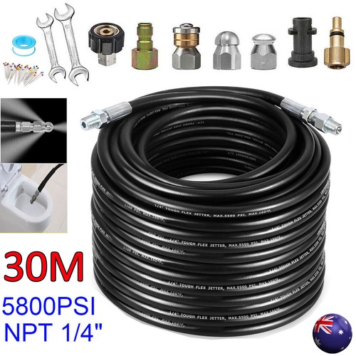 Sewer Jetter Kit 30M for Pressure Washer Jet Pipe Drain Cleaner Hose 1/ ...