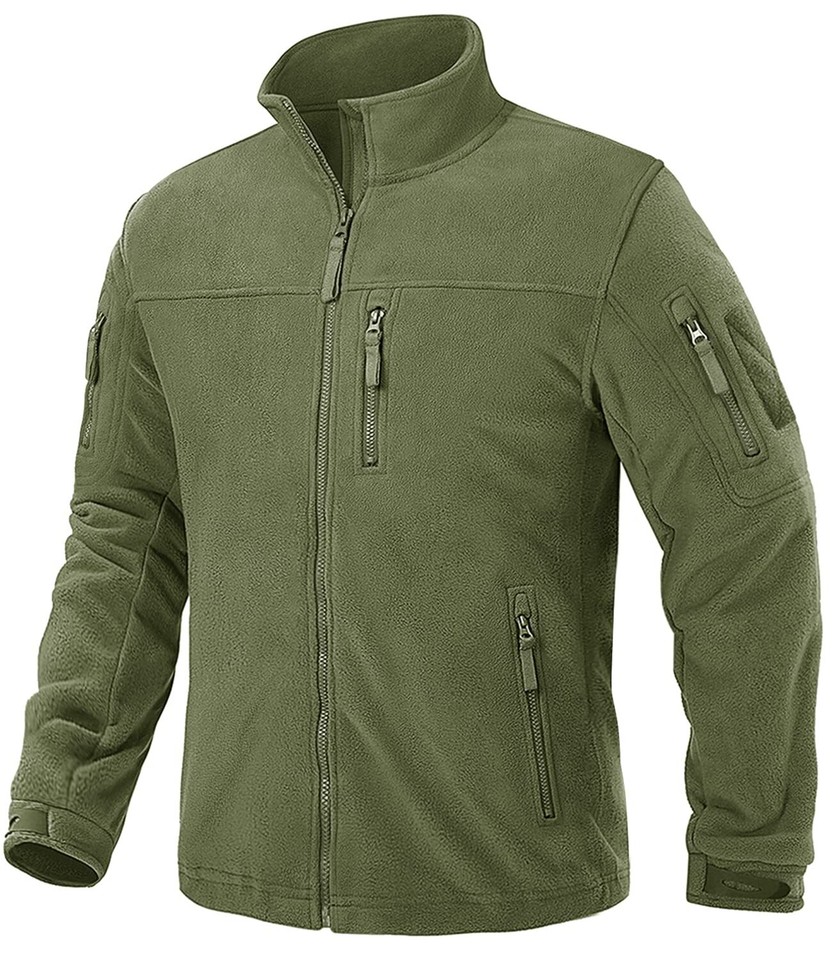 Men's Full-Zip Fleece Jacket Softshell Hiking Winter Windproof Casual ...