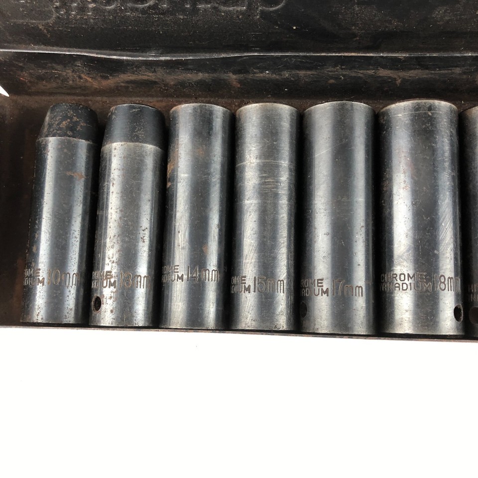 PITTSBURGH 1/2 Drive Metric Impact Socket Set 13Pc Deep 6 Pt Metal Box ...