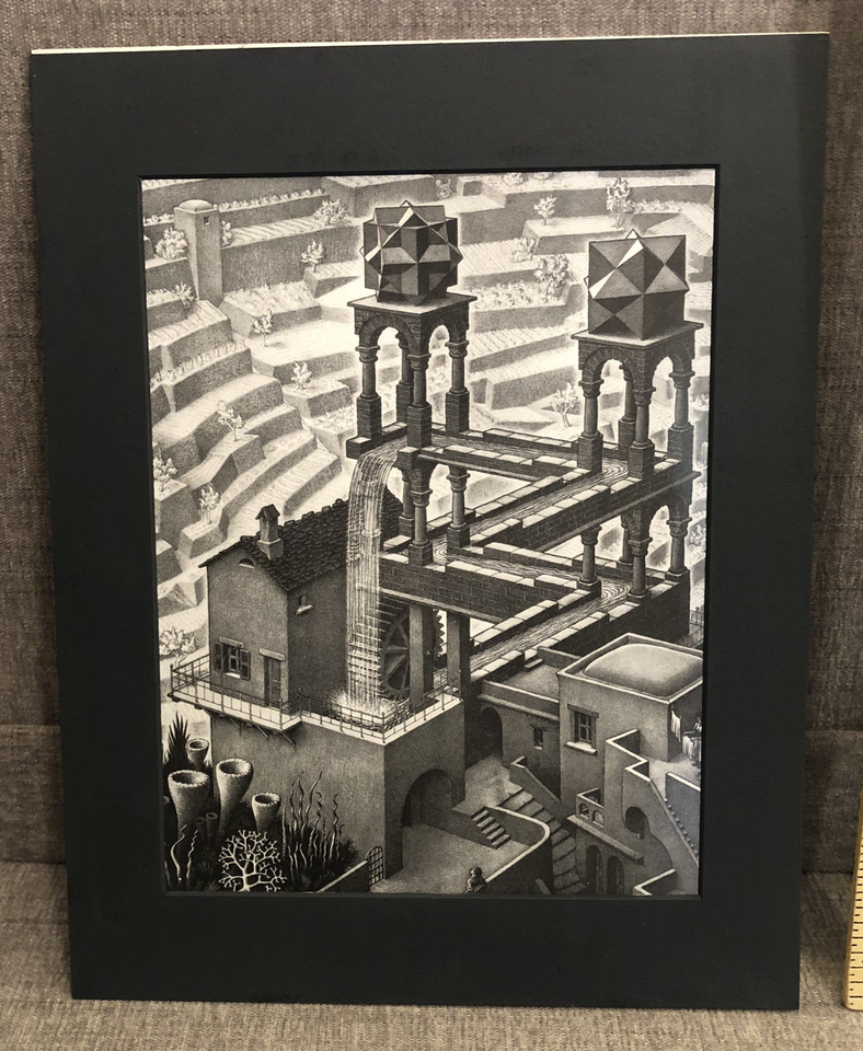 Vintage MC Escher "Waterfall" Matted Art Print (11" x 14") | eBay