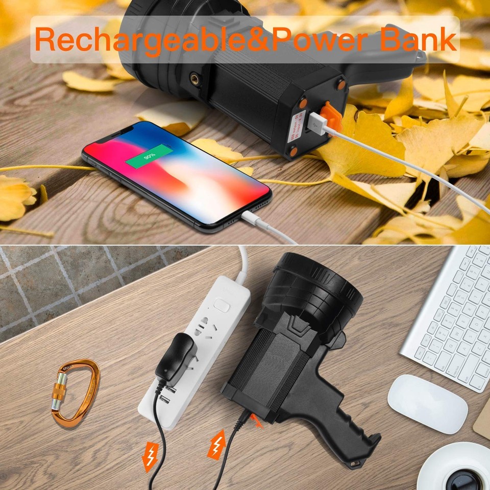 BUYSIGHT Rechargeable Spotlight,Spot Lights Hand held Large Flashlight ...