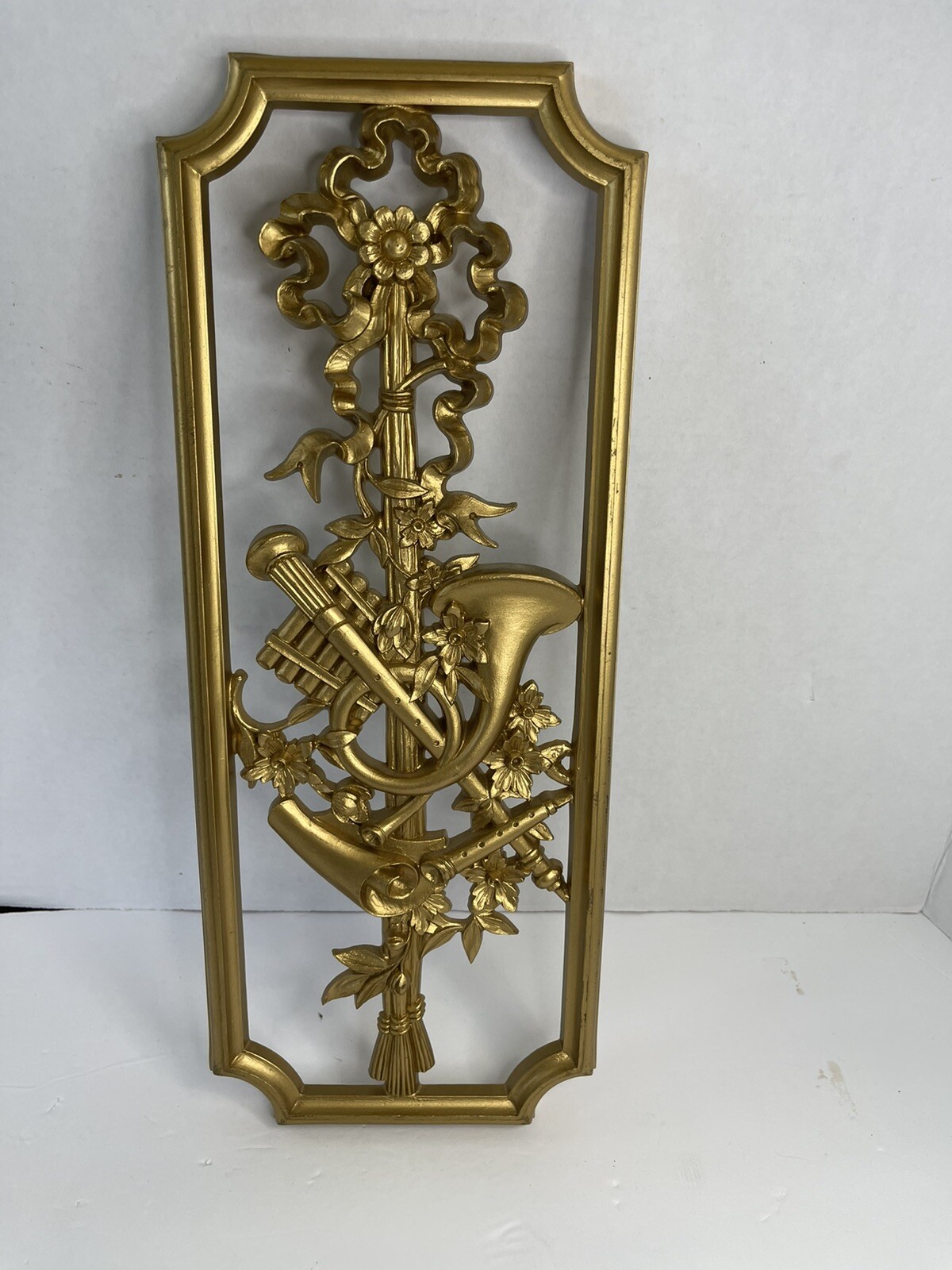 Vintage 1964 Homco Wall Plaque Musical Instruments Entwined with Roses ...