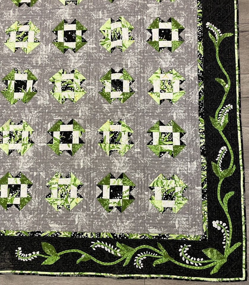 PATCHWORK HANDMADE LILY OF THE VALLEY QUILT PIECED & APPLIQUED | eBay