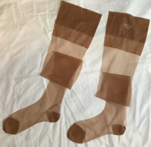 Vintage Bonwit Teller Garter Stockings Seamless Flat Knit Beige RHT 9 ...