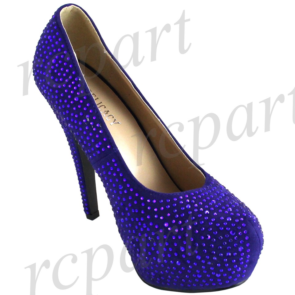 New women's shoes stilettos rhinestones high heel pumps wedding prom ...