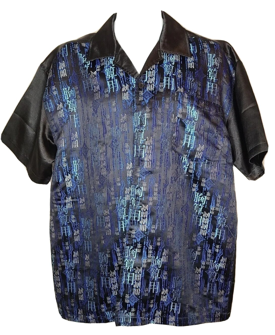 Asian style Y2K Metallic Characters Button Up shirt s… - Gem