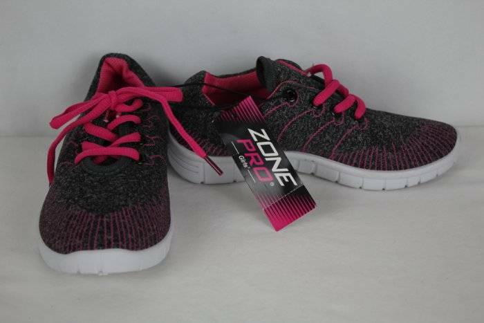 NEW Girls Tennis Shoes Size 3 Gray Pink Lace Up Sneakers Athletic ...