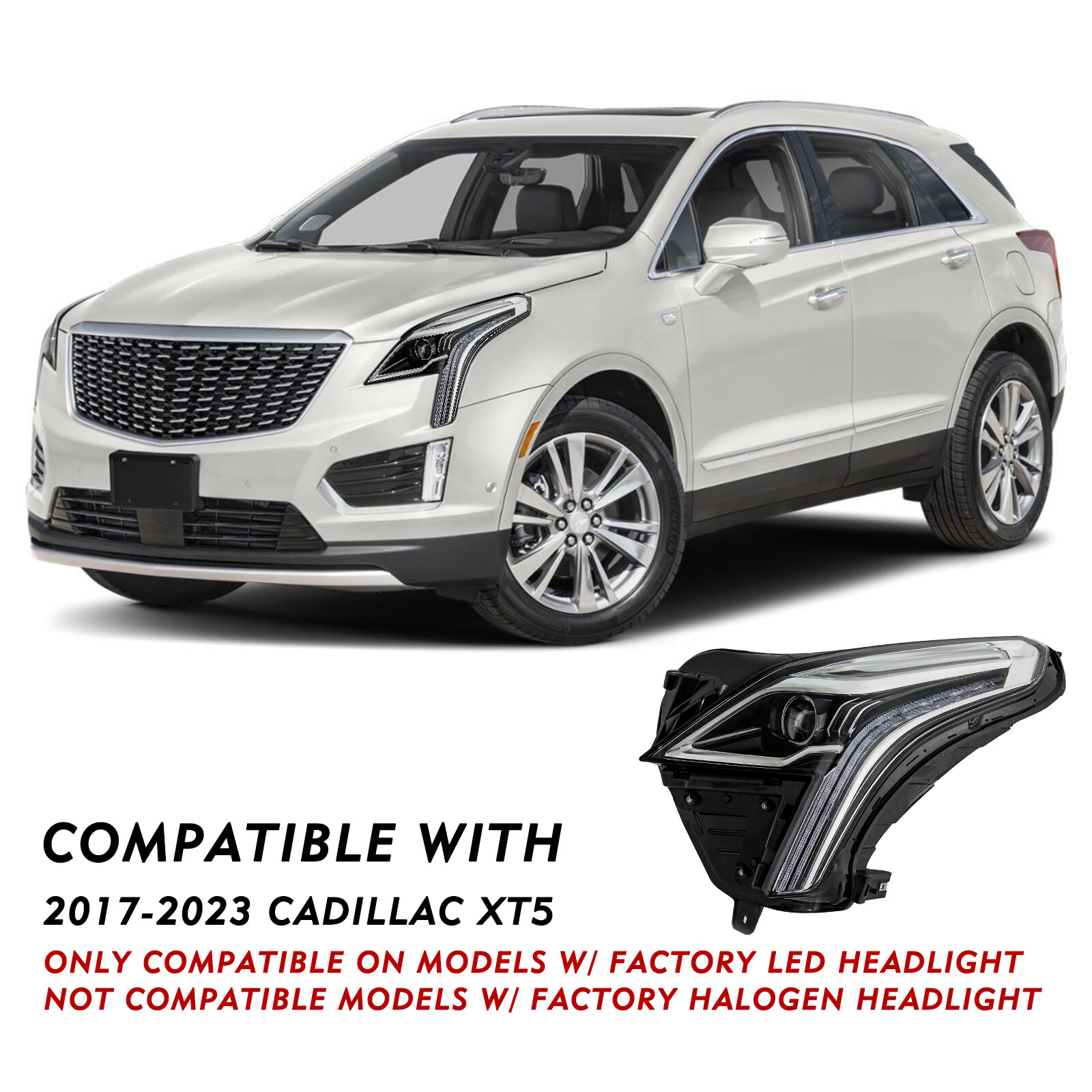 2017-2024 Cadillac XT5 Driver Headlight LH Full LED Headlight W ...