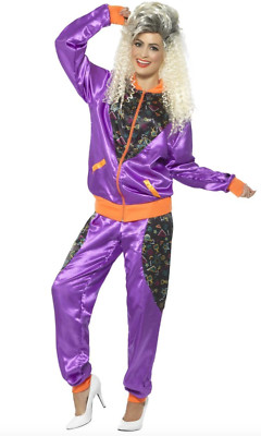 80s Purple And Orange Scouser Tracksuit Shell Suit Ladies Costume Fancy ...