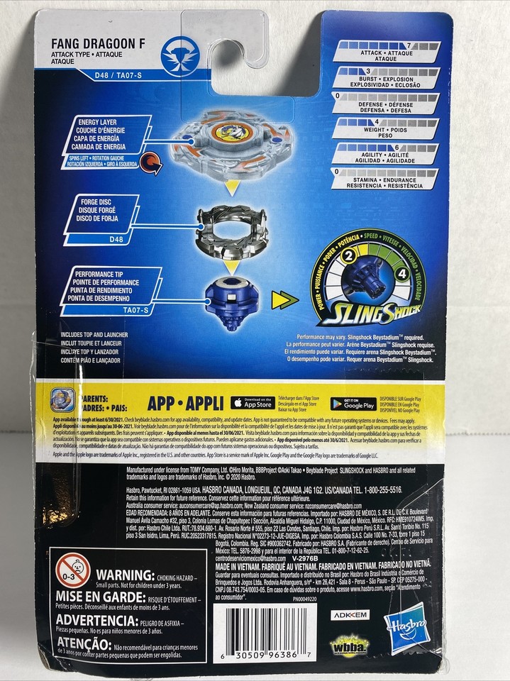 New Hasbro Beyblade Burst Rise SlingShock Fang Dragoon F - Free ...
