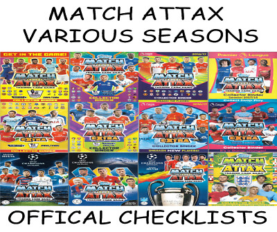 MATCH ATTAX CHECKLISTS INSERTS BINDERS 15/16 16/17 17/18 18/19 19/20 20 ...