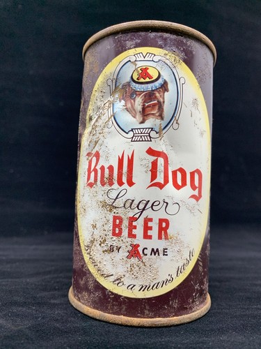 12oz Bull Dog Lager Beer Flat Top - Acme Breweries San Fran. California ...