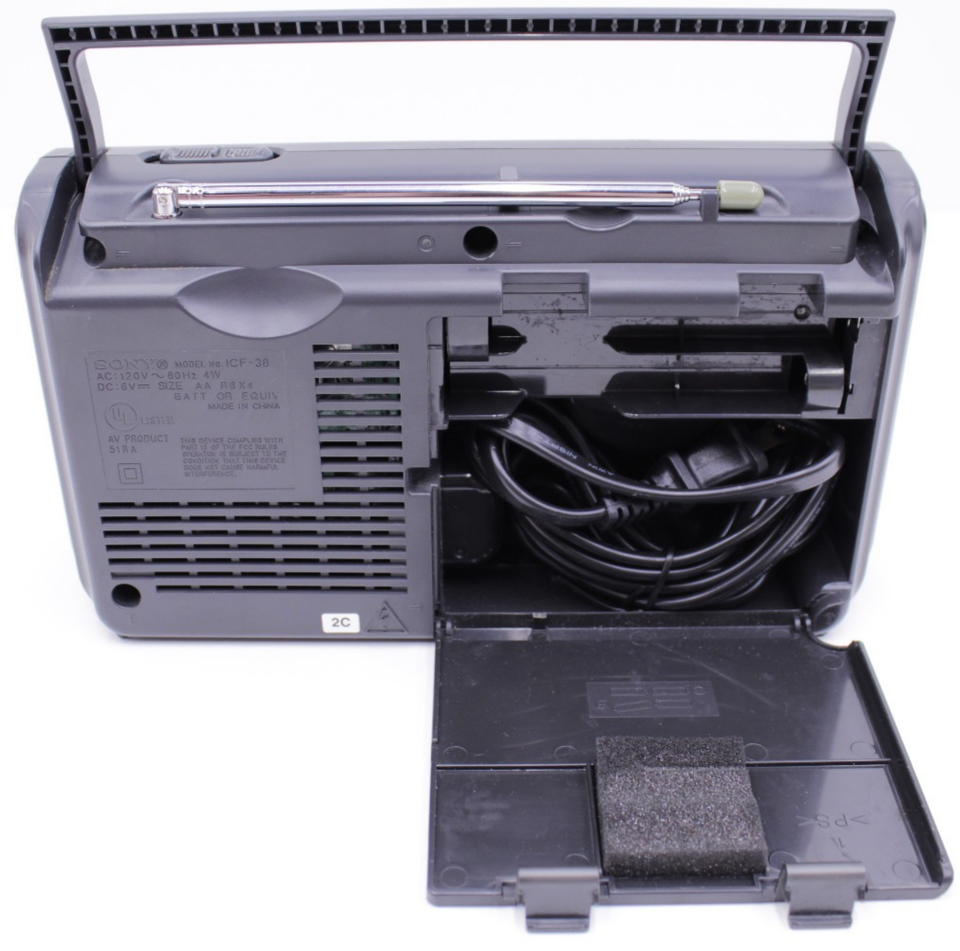 Sony ICF-38 Portable FM/AM 2 Band Radio Gray Tested | eBay