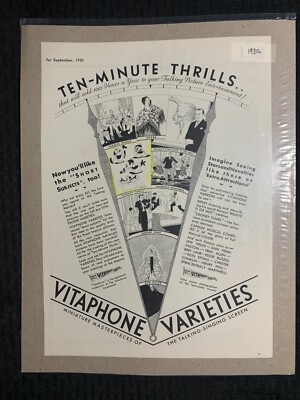 1930 VITAPHONE VARIETIES 9x13" Movie Print Ad FN 6.0 Ten Minute Thrills ...