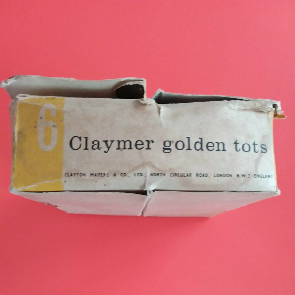 6 Vintage 50s Retro Atomic Shot Glasses Original Box Claymer Golden ...