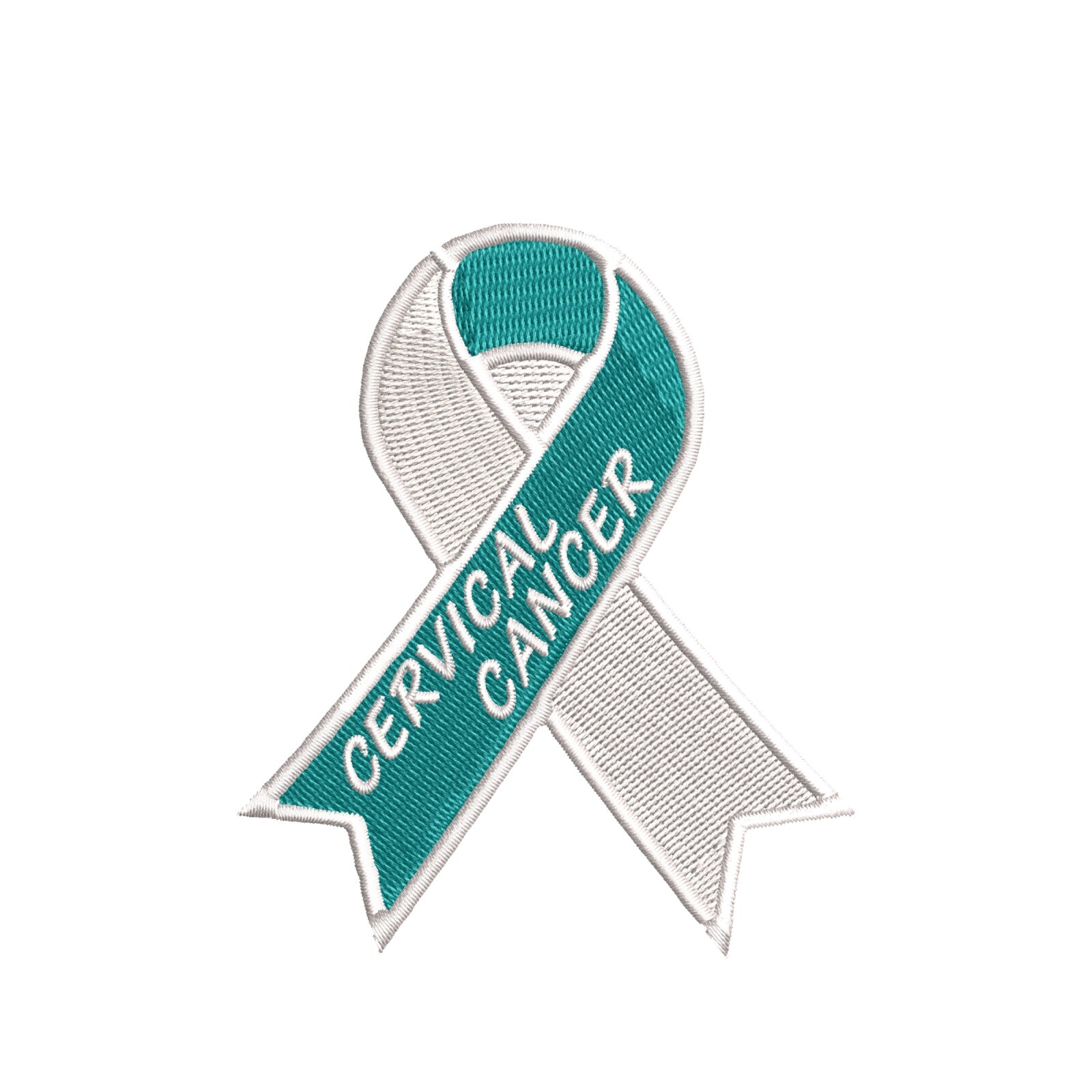 Cervical Cancer Support Ribbon White & Teal Patch Embroidered Iron-on ...