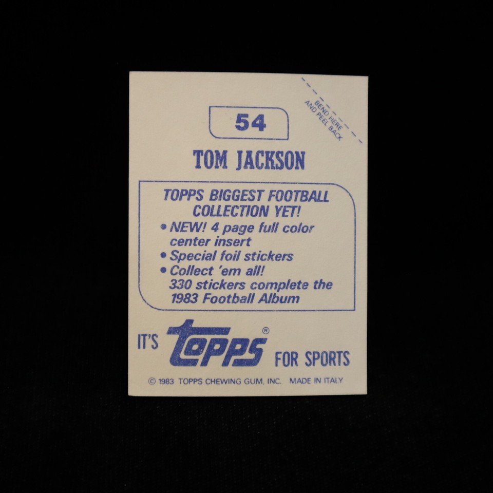 1983 Tom Jackson Denver Broncos Topps Sticker #54 | eBay