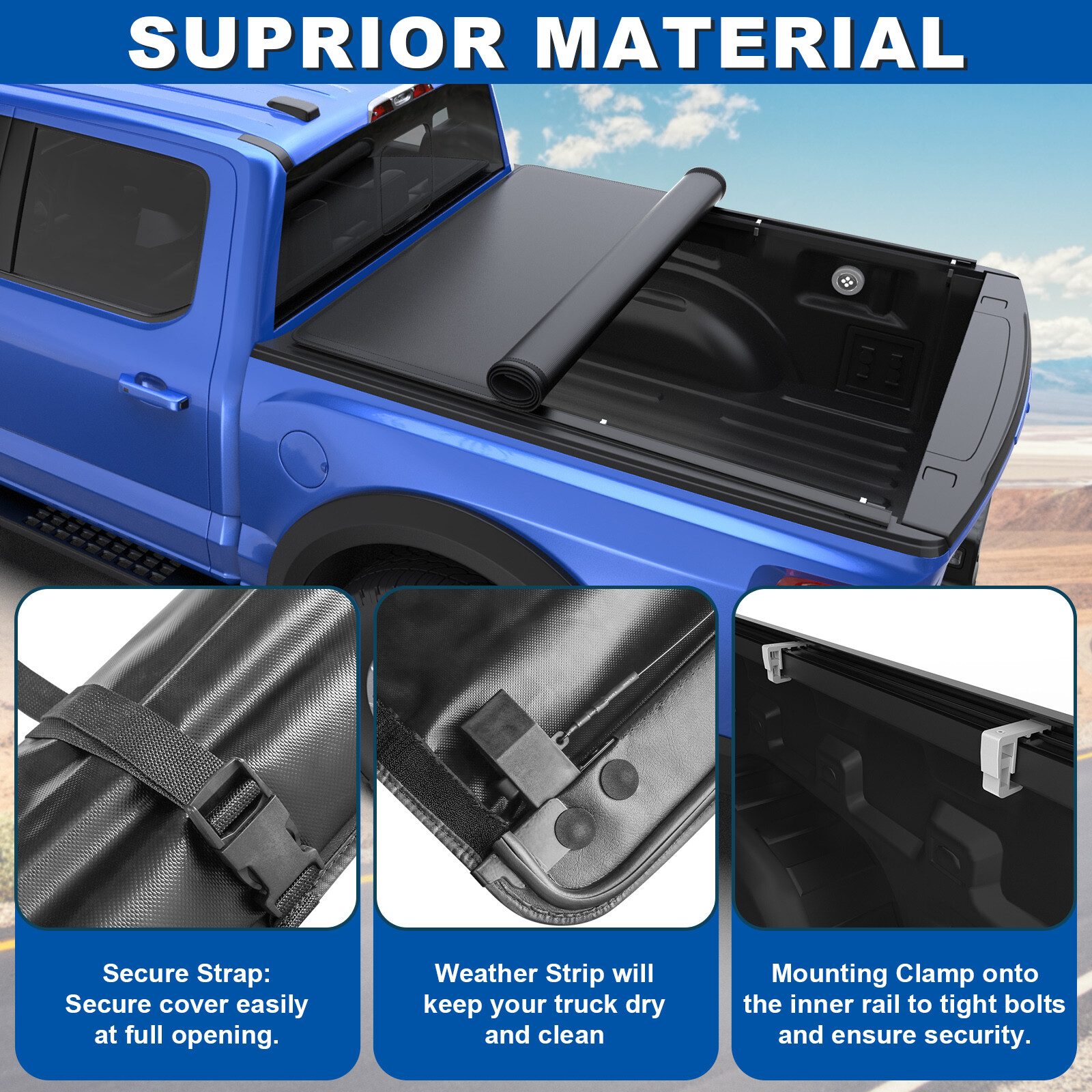 For 93-04 Ford Ranger Flareside / Splash Truck Bed Roll up 6FT Tonneau ...