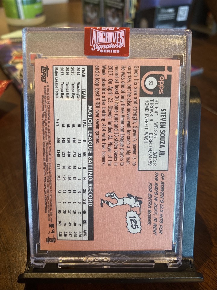 Steven Souza Jr 2019 Topps Archives Signature On Card Auto 22/57 Tampa ...