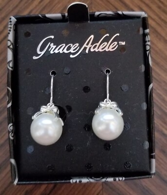 Grace Adele Pearl-Cream Drop Pierced Earrings - New | eBay