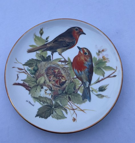 1986 WWF Ursula Band Birds Plate Germany Rotkehichen 22k Gold trim ...
