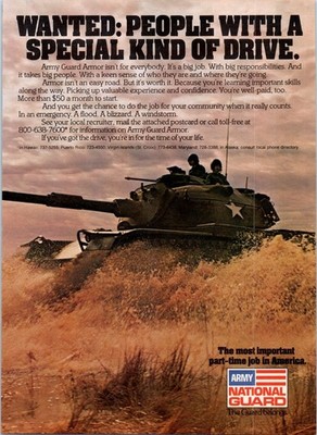 1979 US Army National Guard Recruiter Recruiting Vintage Print Ad Tank ...